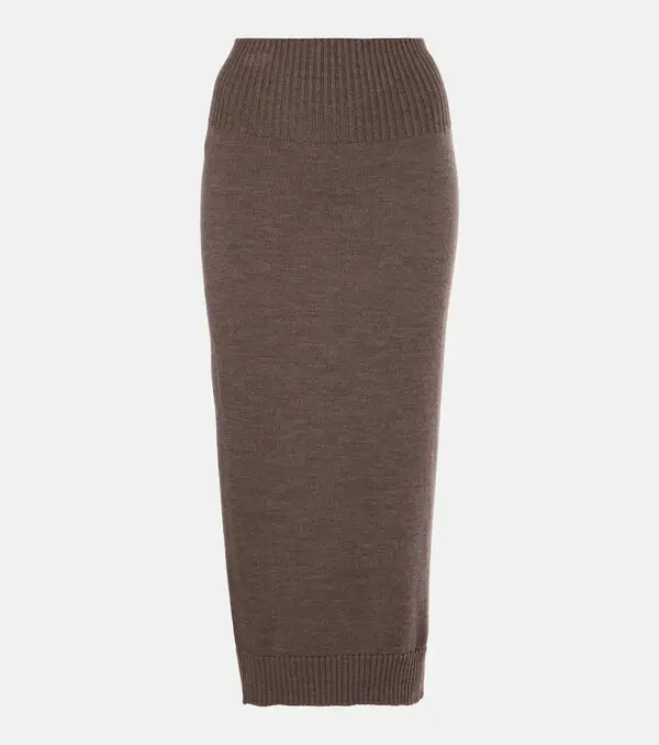 Max Mara Melk Virgin Wool Midi Skirt - Brown