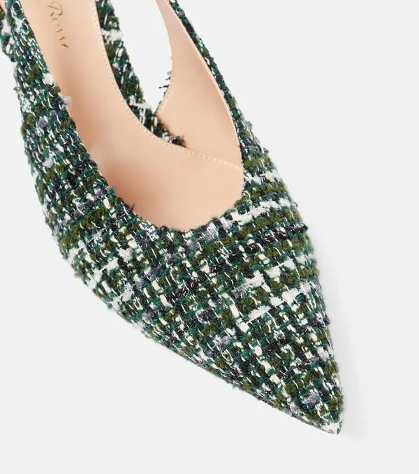 GIANVITO ROSSI 55 Bouclé Slingback Pumps - Green
