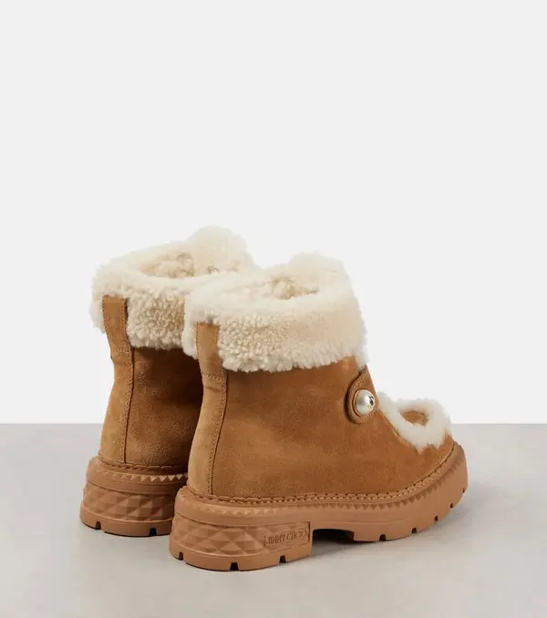 JIMMY CHOO Shea Shearling-lined Ankle Boots - Brown