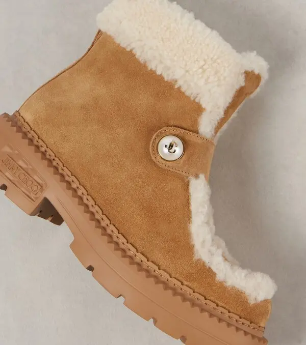 JIMMY CHOO Shea Shearling-lined Ankle Boots - Brown