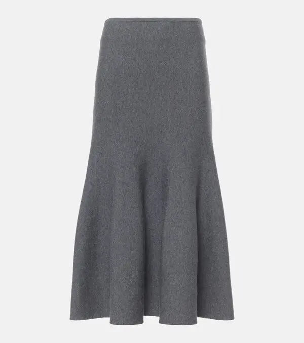 Khaite Odil Knitted Midi Skirt - Grey