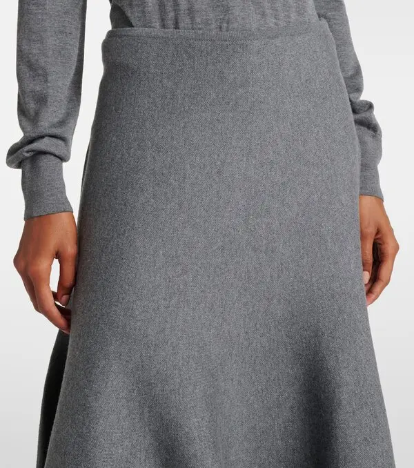 Khaite Odil Knitted Midi Skirt - Grey
