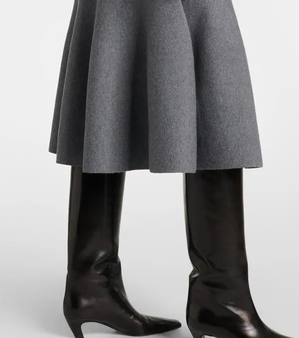 Khaite Odil Knitted Midi Skirt - Grey