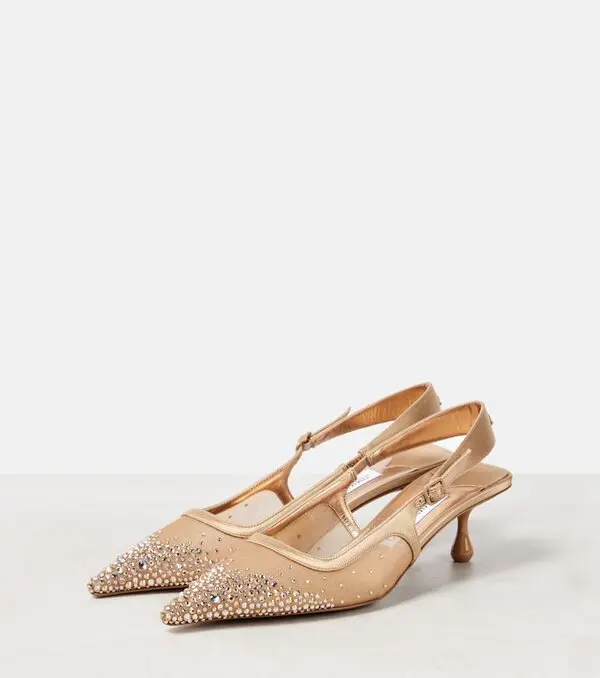 JIMMY CHOO Amel 50 Embellished Slingback Pumps