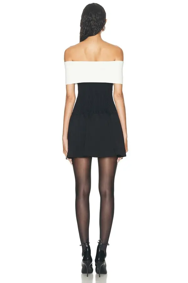 self-portrait Knit Bow Mini Dress in Black - Size S