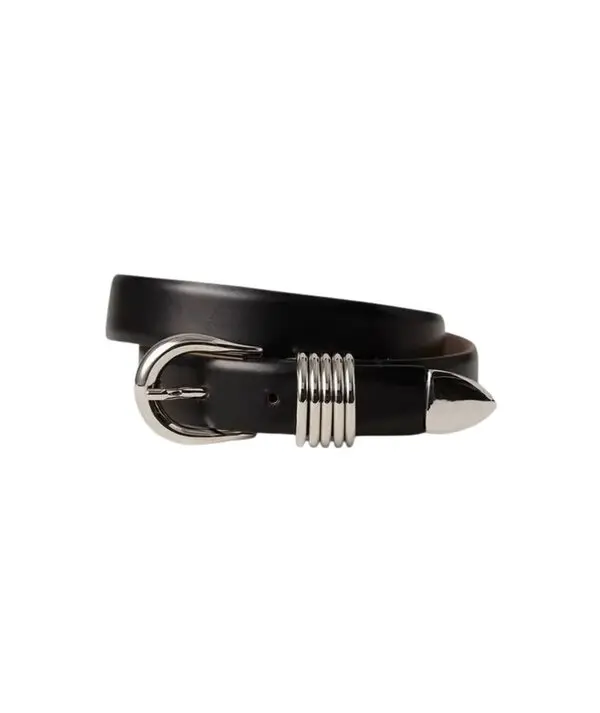 DEHANCHE Hollyhock Leather Belt - Black Silver