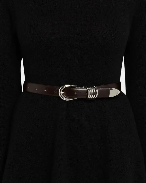 DEHANCHE Hollyhock Leather Belt - Ivory Silver