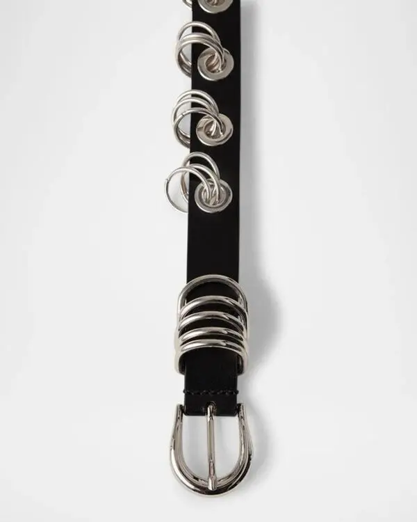 DEHANCHE Revenge Leather Belt - Black Silver