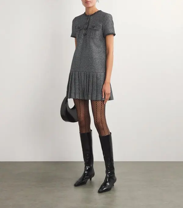 self-portrait metallic boucle mini dress Self-Portrait Metallic Boucl Double-Breasted Mini Dress