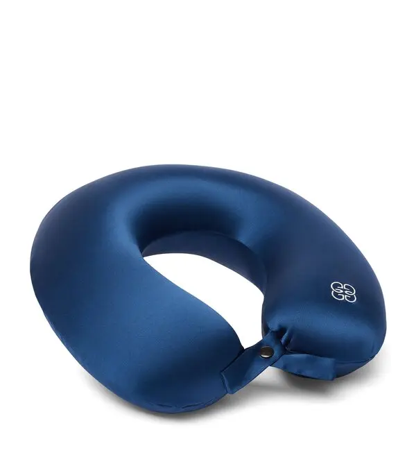 Gingerlily Mulberry Silk-memory Foam Neck Travel Pillow - Navy