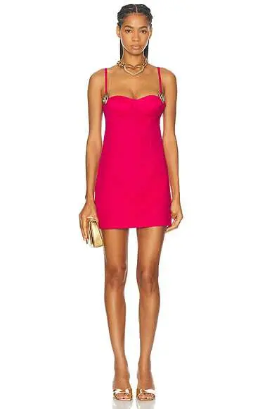 AREA Crystal Heart Mini Dress