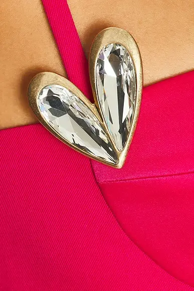 AREA Crystal Heart Mini Dress