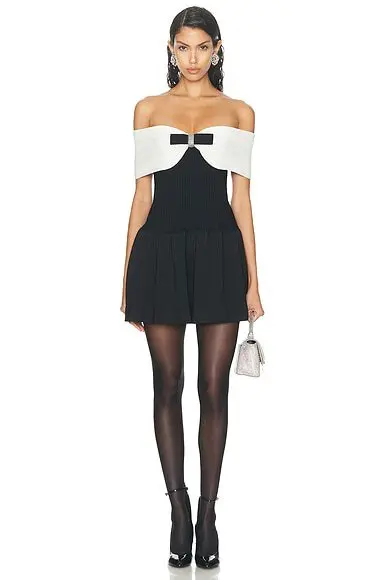 SELF-PORTRAIT Knit Bow Mini Dress