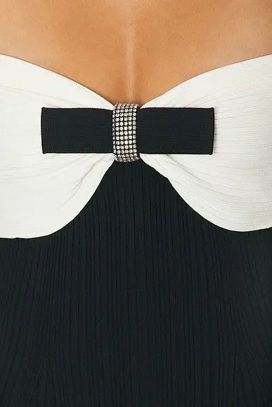 SELF-PORTRAIT Knit Bow Mini Dress