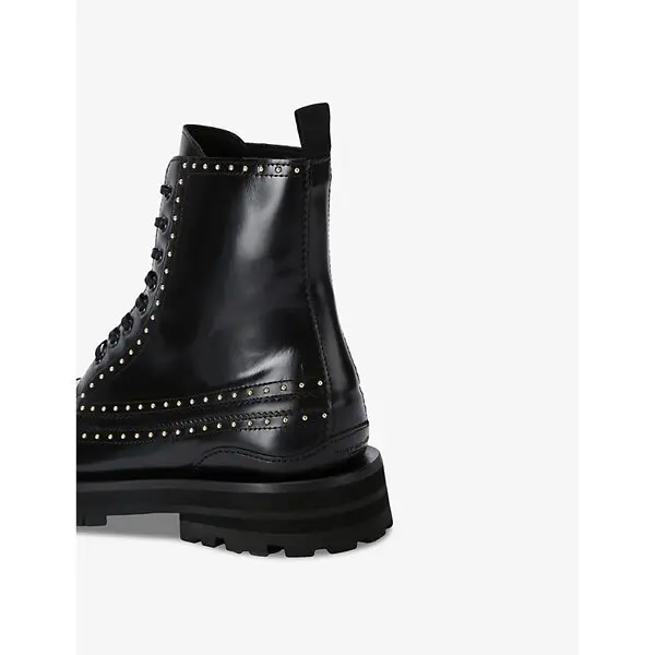 Kurt Geiger Drayton Stud-Embellished Leather Boots In Black  display picture 2
