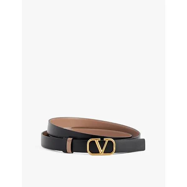 Valentino Garavani Vlogo Reversible Leather Belt - Smokey  display picture 3