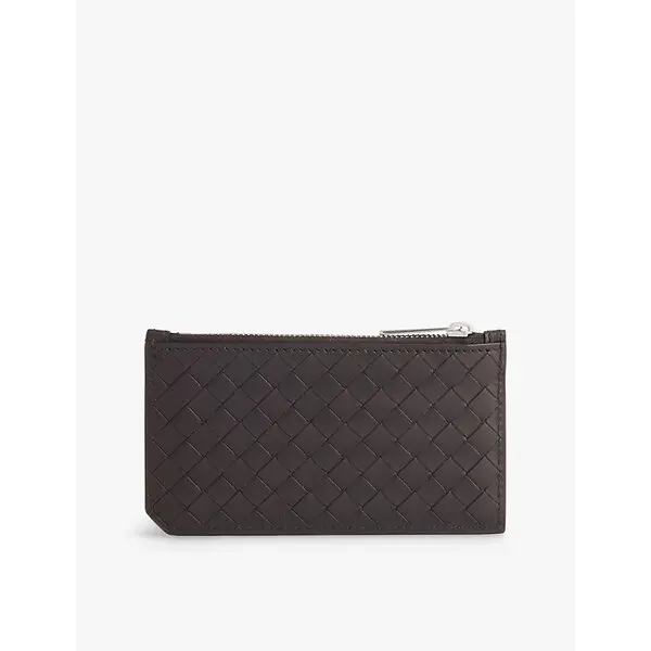 Bottega Veneta Intrecciato Zip Leather Card Holder - Fondant-silver