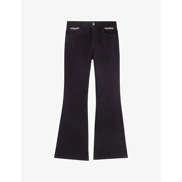 Maje Chain-embellished Flared Stretch-denim Jeans