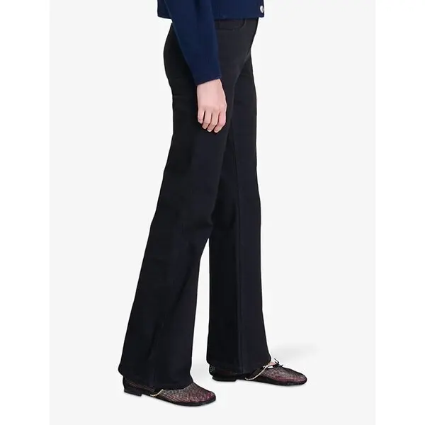 Maje Chain-embellished Flared Stretch-denim Jeans