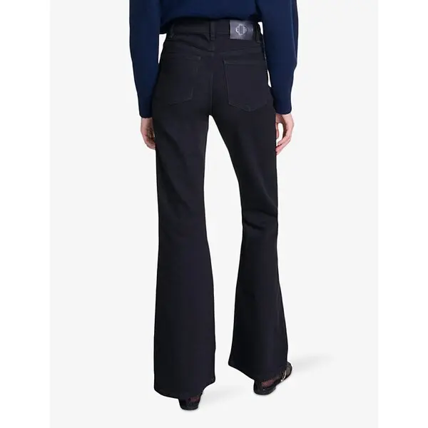 Maje Chain-embellished Flared Stretch-denim Jeans