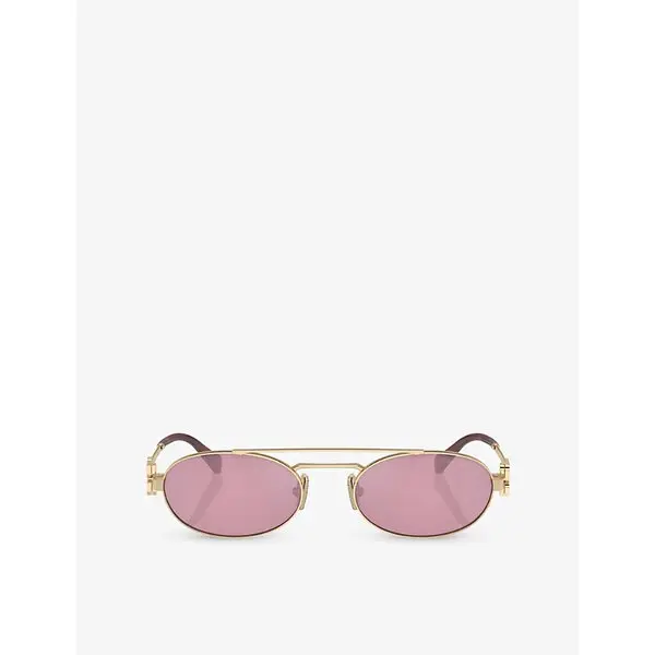 Miu Miu Mu 54zs Oval-frame Sunglasses - Gold
