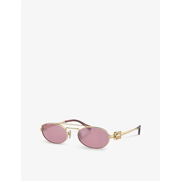 Miu Miu Mu 54zs Oval-frame Sunglasses - Gold