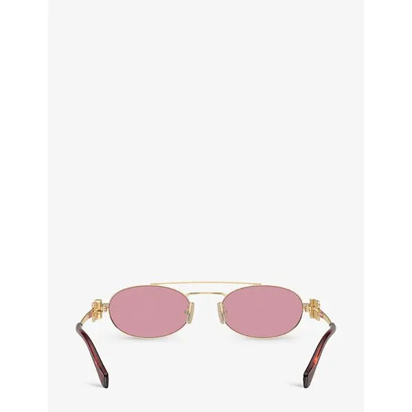 Miu Miu Mu 54zs Oval-frame Sunglasses - Gold