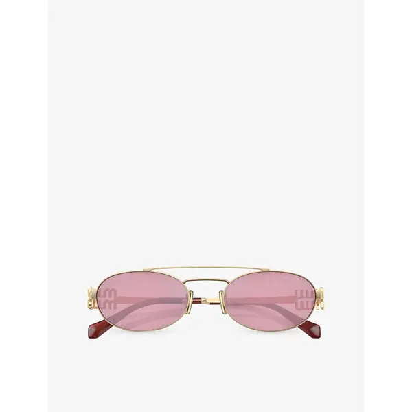 Miu Miu Mu 54zs Oval-frame Sunglasses - Gold