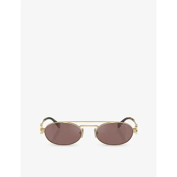 Miu Miu Mu 54zs Oval-frame Sunglasses - Gold