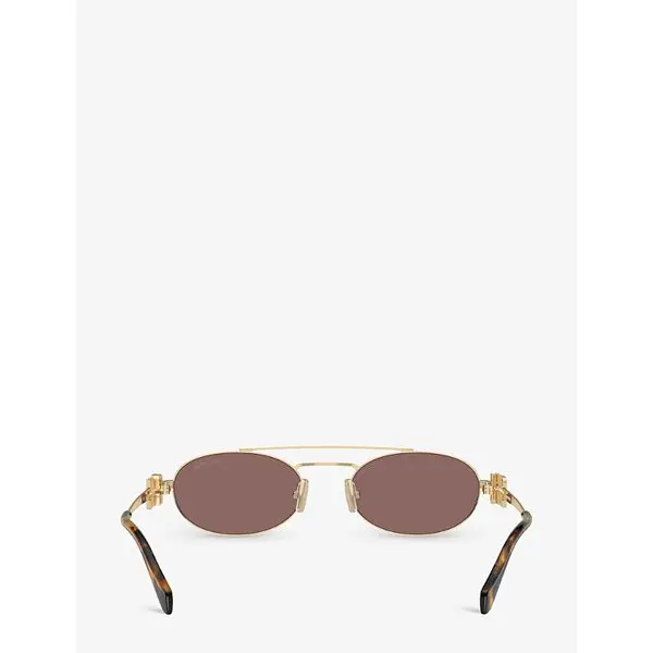 Miu Miu Mu 54zs Oval-frame Sunglasses - Gold