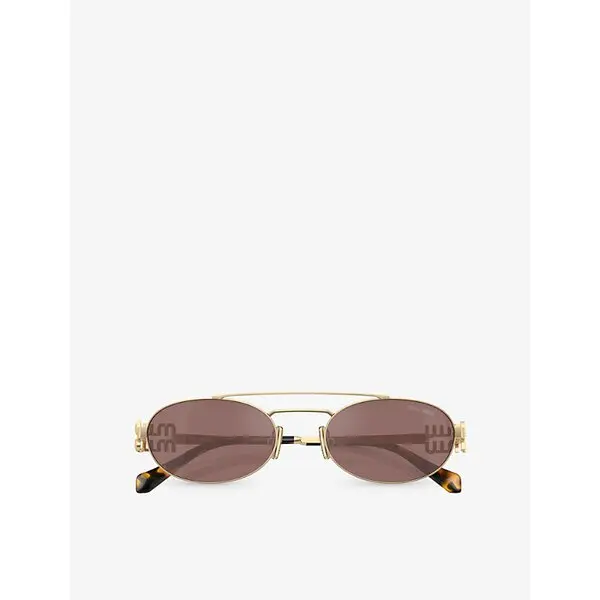 Miu Miu Mu 54zs Oval-frame Sunglasses - Gold