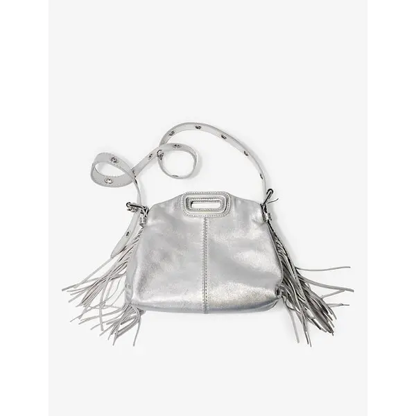 Maje Mini Metallic-leather Shoulder Bag - Noir / Gris
