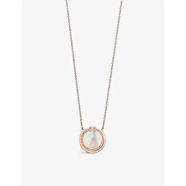 Tiffany & Co. T Circle Mother-of-pearl And Diamond Pendant Necklace - Rose Gold