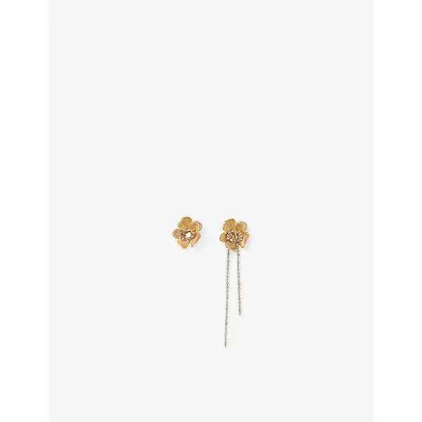 Maje Flower Brass Drop Earrings - Gold