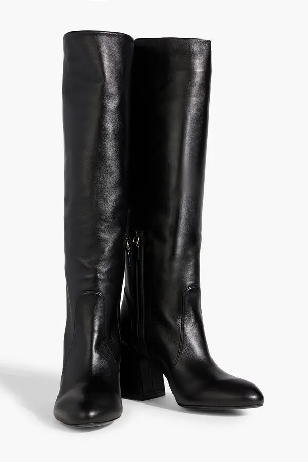 STUART WEITZMAN Glossed-leather Knee Boots - Black