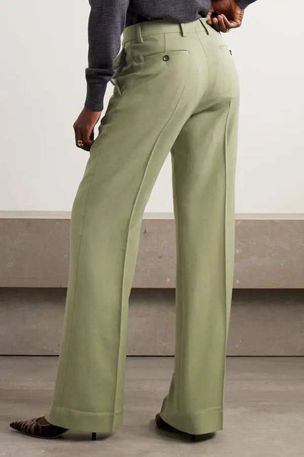 Ami Twill Flared Pants - Light Green