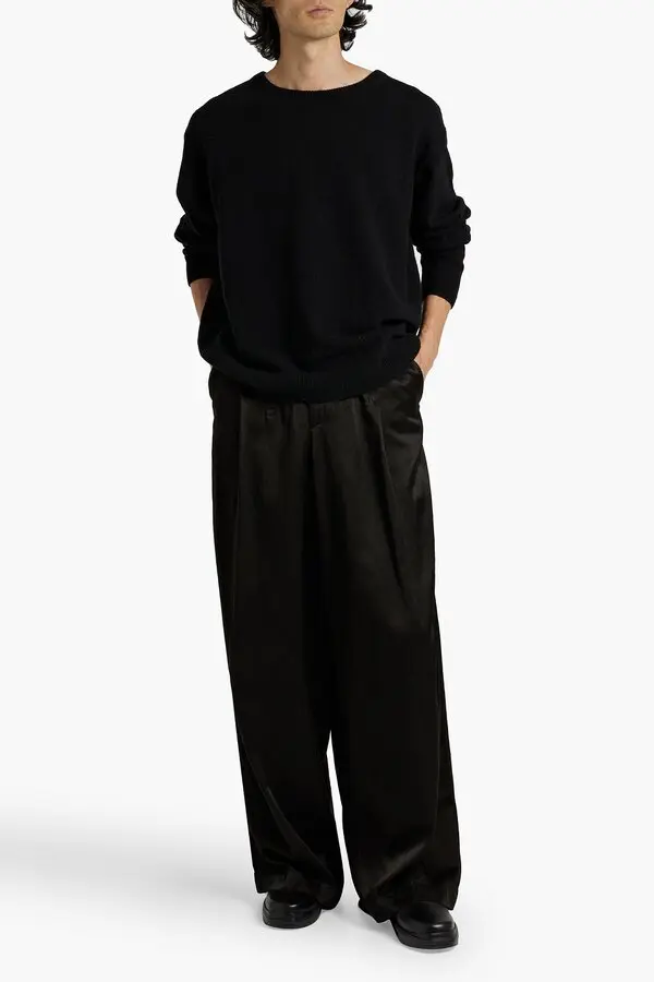 Dries Van Noten Brushed Wool And Cashmere-blend Sweater - Black