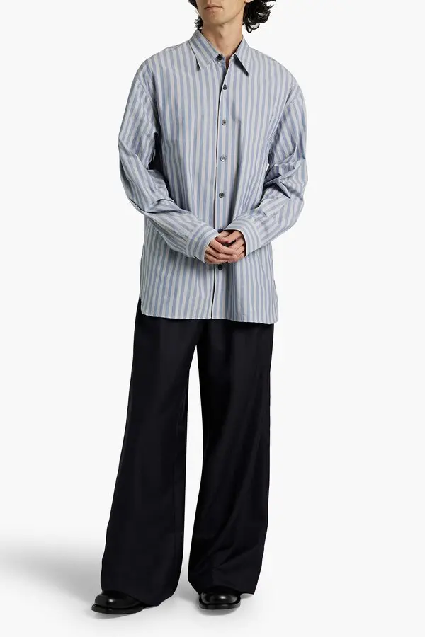 Dries Van Noten Wide-leg Herringbone Wool Pants