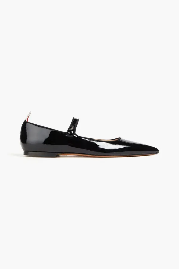 Thom Browne Patent-leather Point-toe Flats