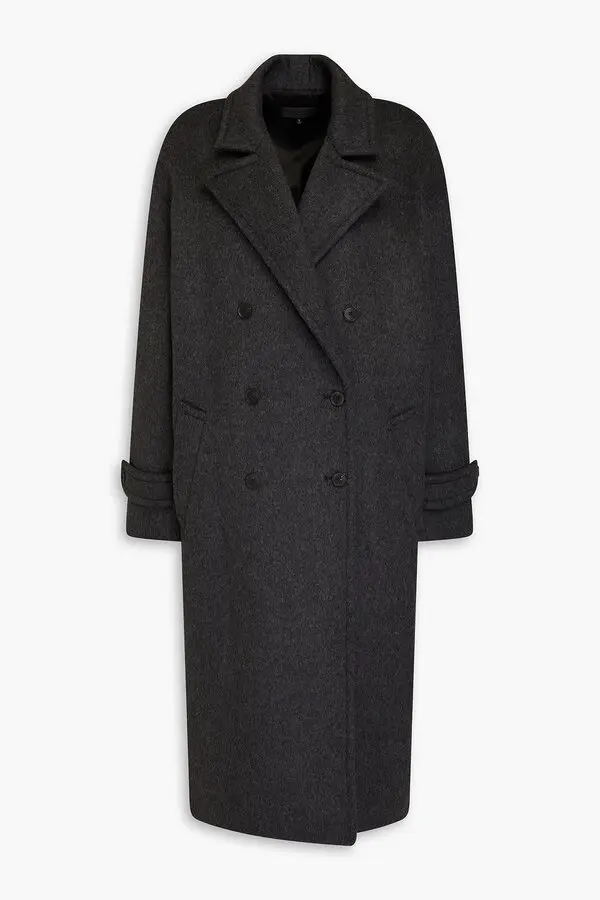 NILI LOTAN Georgio Double-breasted Brushed Wool-felt Coat