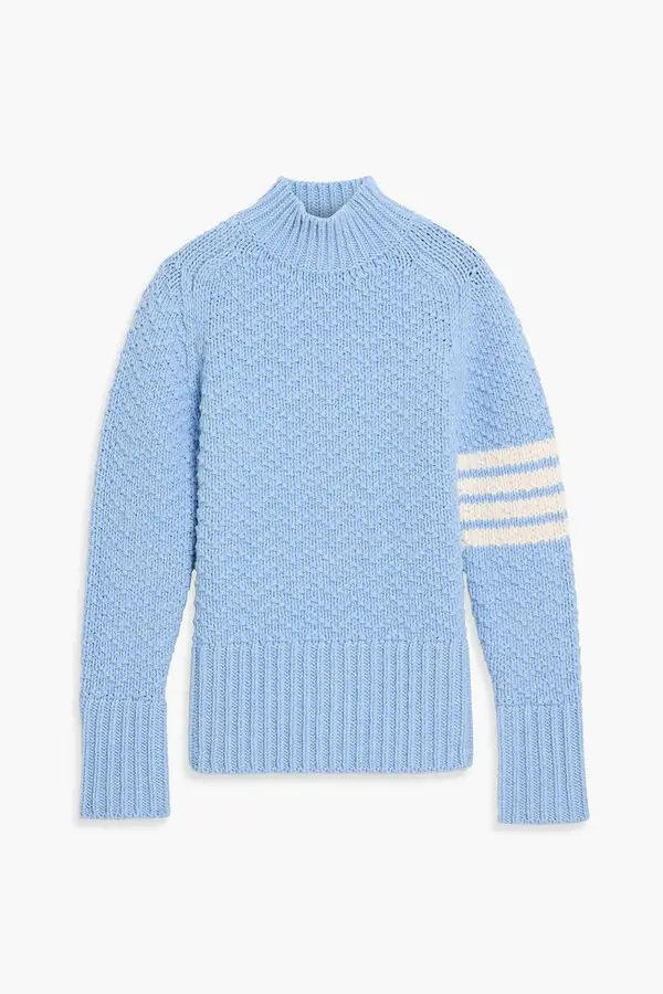 Thom Browne Striped Wool-blend Turtleneck Sweater - Light Blue