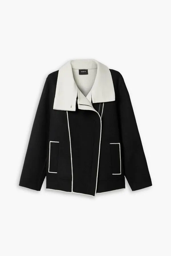 Akris Milan Asymmetric Wool And Cashmereblend Felt Jacket In Black