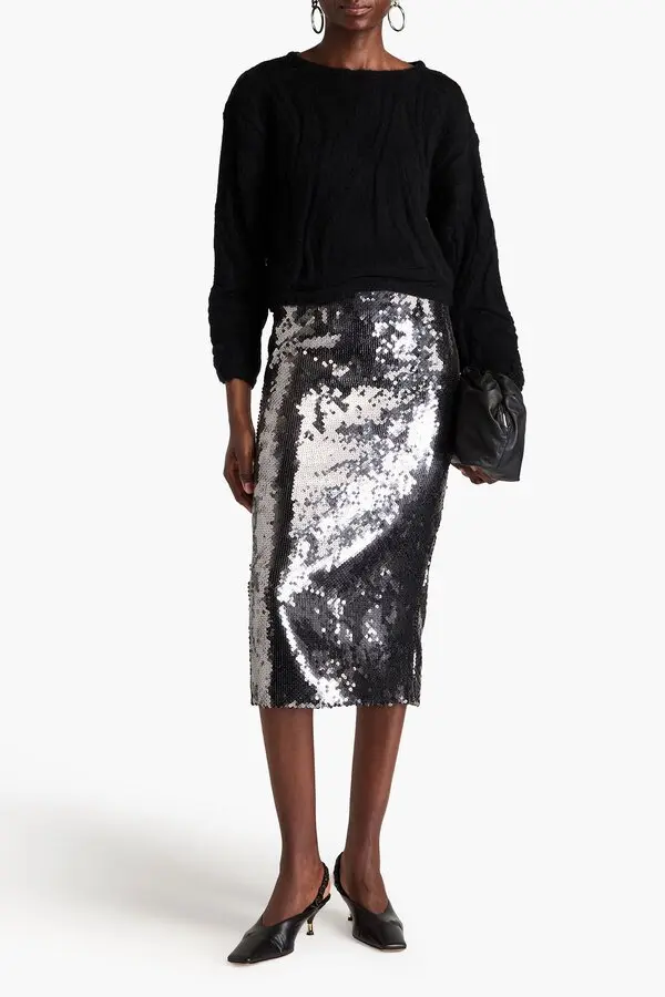 Alberta Ferretti Textured-knit Wool Sweater