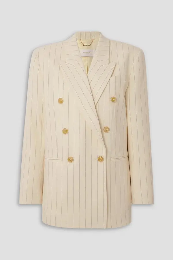 Zimmermann Luminosity Oversized Double-breasted Pinstriped Blazer - Cream