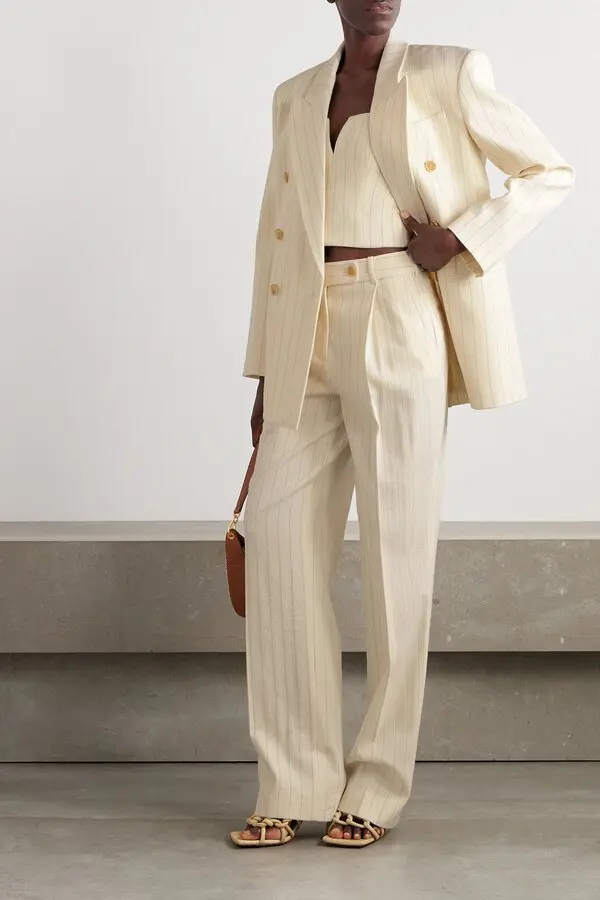 Zimmermann Luminosity Oversized Double-breasted Pinstriped Blazer - Cream