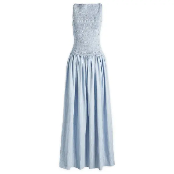 Faithfull The Brand Noa Midi Dress In Blue Pinstripe - 40% Off |  Editorialist