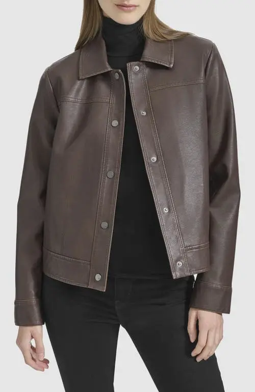 ANDREW MARC SPORT Vintage Washed Faux Leather Jacket
