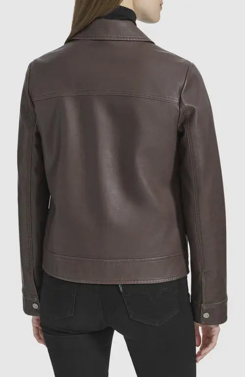 ANDREW MARC SPORT Vintage Washed Faux Leather Jacket
