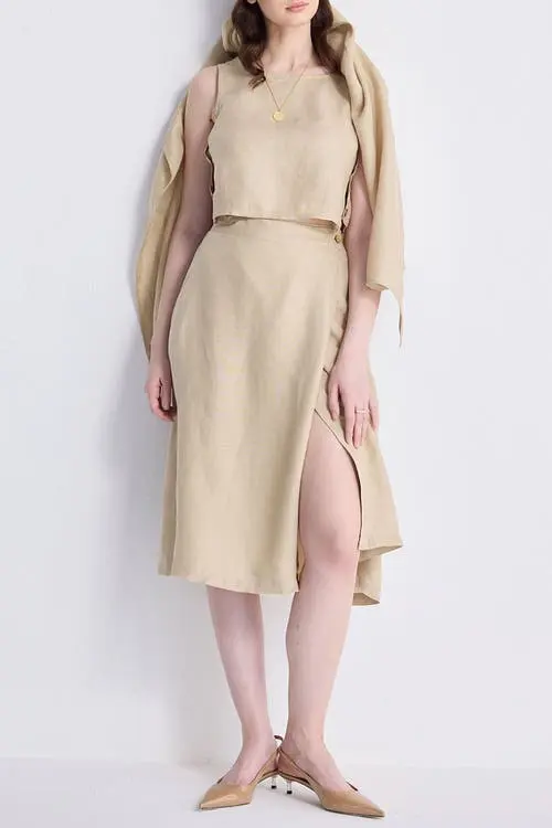 REISTOR Overlap Midi Skirt - Neutral