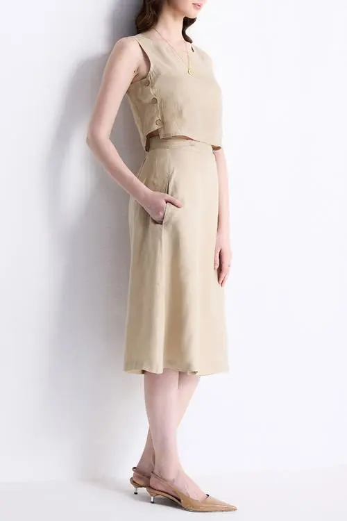 REISTOR Overlap Midi Skirt - Neutral